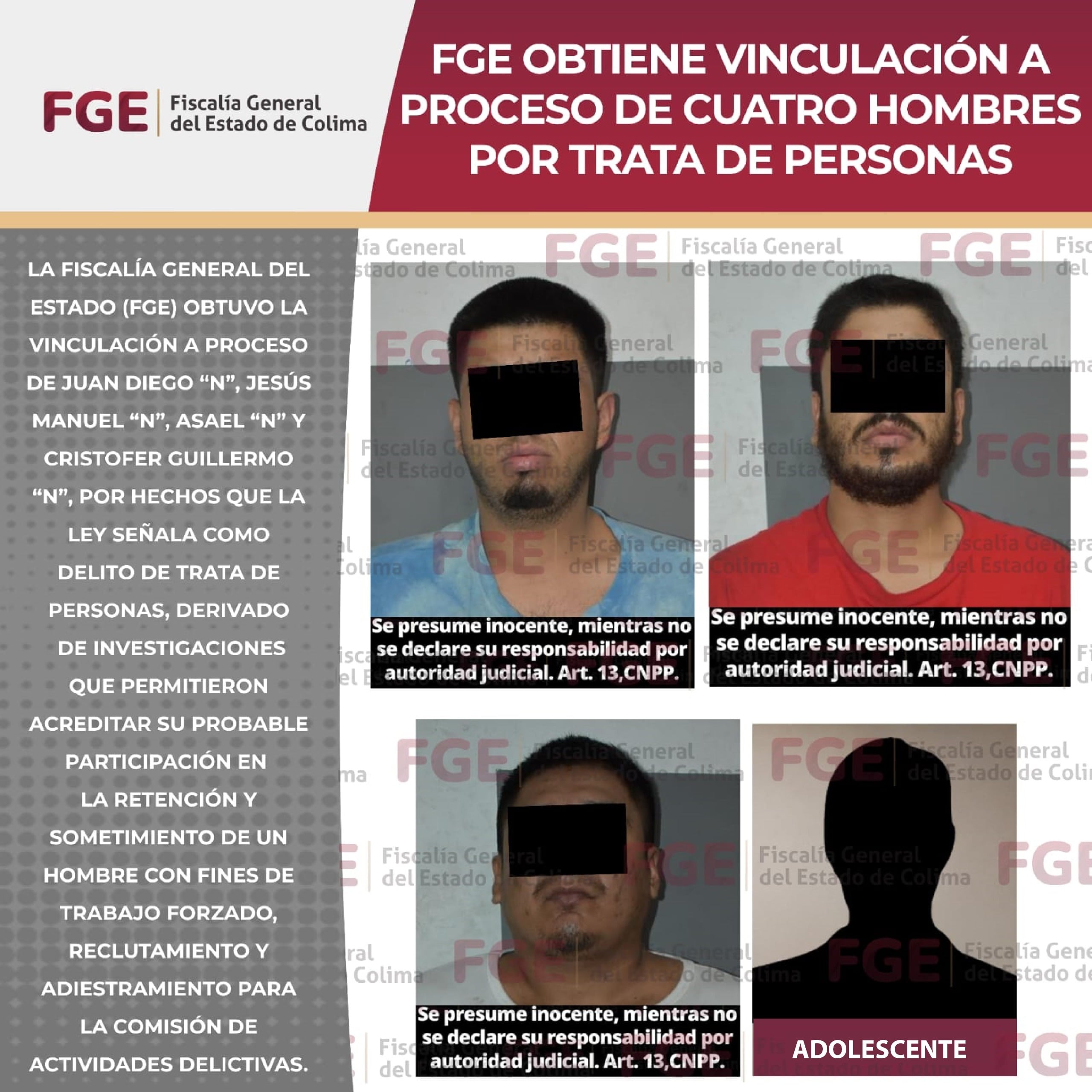 FGE obtiene vinculación a proceso de cuatro hombres por trata de ...